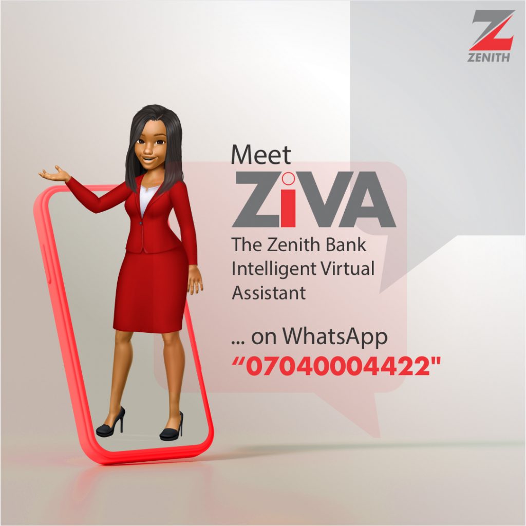 ZENITH BANK INTRODUCES ZIVA, AN INTELLIGENT WHATSAPP CHATBOT