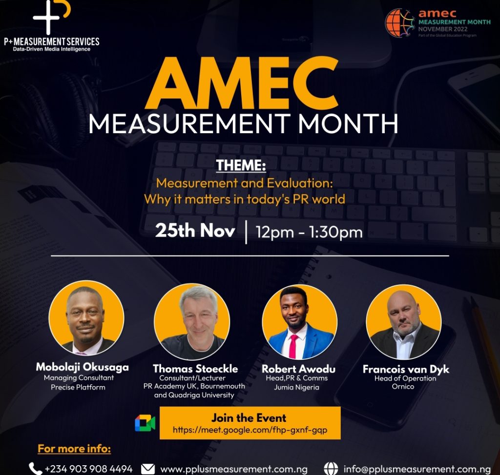 P+ Measurement Services Set To Host 2022 AMEC Measurement Month Event In Nigeria